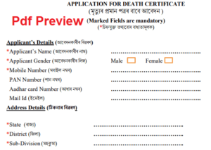 Death Certificate Application Form Assam | Death Report Form pdf Assam